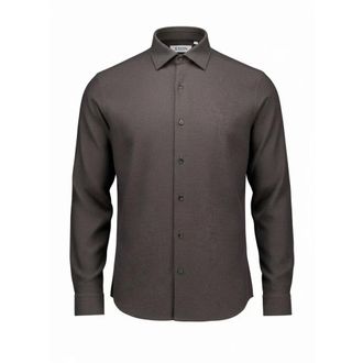Eton Chemise Flanelle Unie - Homme - Chemises - Brun - Taille: M