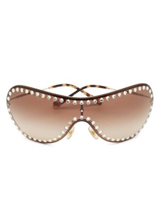 Miu Miu lunettes de soleil &agrave; monture structur&eacute;e - Marron