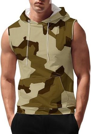 Generic Sweat &agrave; capuche sans manches pour homme, camouflage sans manches, fitness, sweat &agrave; capuche, gilet dentra&icirc;nement, sweat &agrave; capuche, sport, t-shirt muscu