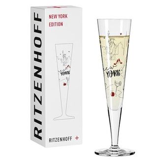 Ritzenhoff 1072007 New York Edition Fl&ucirc;te &agrave; champagne avec motif multicolore 200 ml Fabriqu&eacute; en Allemagne