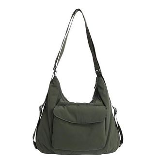 Generic Sac fourre-tout en nylon de couleur unie de grande capacit&eacute; pour femme, pour le travail, le shopping, les voyages au quotidien, Vert, 400.00x250.00x15