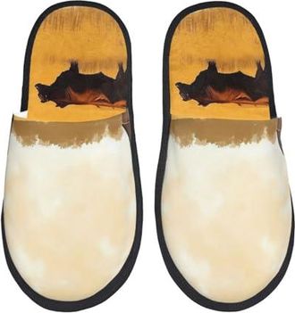 Generic Ranch De Cowboys De LOuest Unisexe Chaussures De Maison Confortable Pantoufles Respirantes Chaussons Pour Maison Hiver Automne L