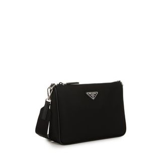 Prada Tragetasche aus Re-Nylon und Saffiano-Leder - Schwarz