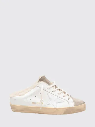 Golden Goose Baskets sabot Super-Star en cuir de veau avec talon ouvert et int&eacute;rieur en laine