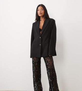 Tfnc Petite pantalon large transparent &agrave; sequins noir