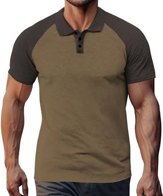 Generic Haut classique &agrave; boutons pour homme, coupe classique, style d&eacute;contract&eacute;, polo vintage, l&eacute;ger et respirant, tunique de vacances, marron, XXL