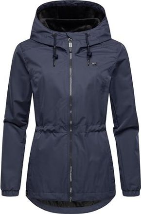Ragwear Veste demi-saison imperméable pour femme (colonne deau : 11 000 mm) Veste légère courte avec capuche Dankka Tech YOUMODO XS à 6XL, bleu marine, S