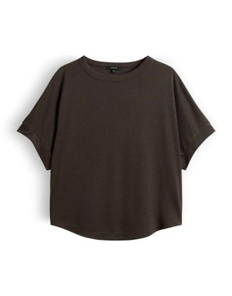OPUS Kurzarmshirt Setama mit Rippstruktur Boxy Shirt Der abgerundete Saum wirkt modern und unkompliziert