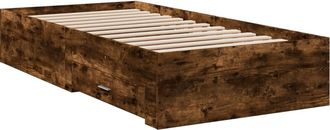 Generic Klassischer Doppelbettrahmen mit Schublade und Stauraum - Beton, Holzwerkstoffe und Sperrholzlatten f&uuml;r Jugendliche und Erwachsene (90 x 200 cm)