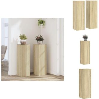 vidaXL Pflanzenst&auml;nder 2 Stk. Sonoma-Eiche 25x25x80 cm Holzwerkstoff - Pflanzenst&auml;nder - Blumenst&auml;nder - Pflanzens&auml;ule - Blumens&auml;ule
