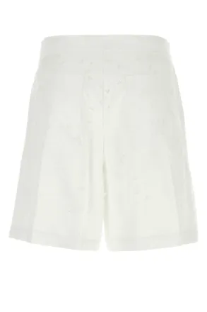 Valentino Garavani Mens White Cotton Blend Bermuda Shorts Bianco Exterior: Polyester