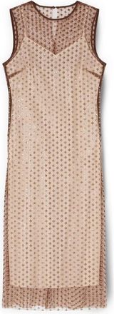 Motivi Femme, Robes, Beige, Taille: 46 FR Robe fourreau en tulle brod&eacute;