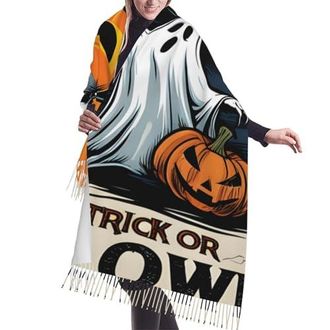 Generic Halloween Avec Citrouille, Chauve-Souris, Fant&ocirc;me Et Cr&acirc;ne Femme Ch&acirc;le &Eacute;pais Ch&acirc;le Wrap Longue Etole Pour Hiver Mariage Soir&eacute;e Automne
