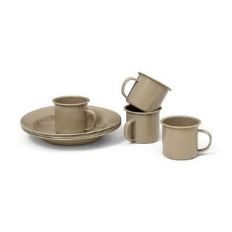 Ferm Living Set vaisselle Yard - Beige - Acier carbone émaillé