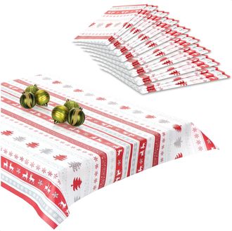 Com-Four 24x Tischdecke mit Weihnachtsmotiv - Tischtuch abwischbar ca. 80 x 80 cm - weihnachtliches Mitteldecken-Set - Festliche Tafelw&auml;sche f&uuml;r Adventskranz, 