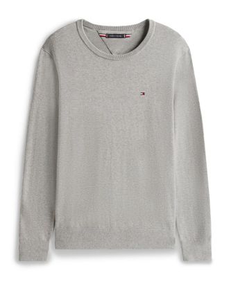Tommy Hilfiger Leichter Rundhalspullover mit kleiner Logo-Stickerei in