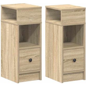 vidaXL Tables de chevet 2 pcs avec tiroir ch&ecirc;ne sonoma 25x31x66 cm vidaXL