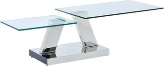 Vente-Unique Vente-unique - Table basse avec plateaux pivotants - Verre trempé et acier inoxydable - Transparent - oyrus de Maison Céphy