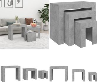 vidaXL Tables basses gigognes 3 pcs Gris béton Bois dingénierie - Table Basse Gigogne - Set De Tables Basses - Table Dappoint - Meuble Salon - Mobilier