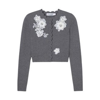 Self Portrait Cardigan mit Blumenmotiv - - Knitwear - Damen - Grau - L