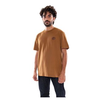 Timberland Tee avec badge en cuir HW - Homme - Tops - Brun - Taille: S