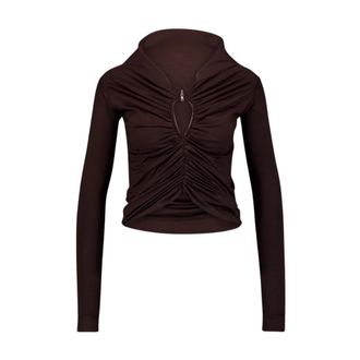 Dolce & Gabbana Ger&uuml;schtes Top in Dunkelbrauner Wolle - - Tops - Damen - Braun - L