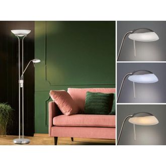 Fischer Led Deckenfluter pool Silber mit Leselampe dimmbar, H&ouml;he 182cm