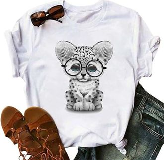 Keephen Color&eacute; Lion/Cheval/Tigre/Loup Impression 3D T-Shirt Femmes Animal Graphique Tees Casual Manches Courtes Col Rond T-Shirt &Eacute;t&eacute; Coupe L&acirc;che Tops
