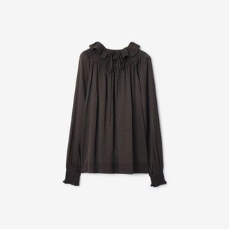 Burberry Chemisier en soie &agrave; motif Geometric, Size: 08