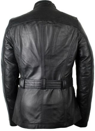 MDM Lederjacke Damen Lederjacke Schwarz weiches Lammnappa mit G&uuml;rtel Echtes, weiches Lammnappa-Leder, Taillierte Slim-Fit Damenpassform
