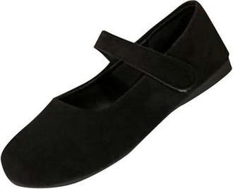 Generic Chaussures plates d&eacute;contract&eacute;es et confortables pour femme - &Eacute;l&eacute;gantes et classiques - Bout rond - Boucle de couleur unie - Large largeur - Ballerines