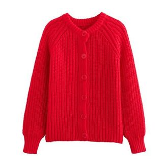 Generic Cardigan d&eacute;contract&eacute; &agrave; manches longues en grosse maille pour femme, coupe d&eacute;contract&eacute;e, avec boutons et ouverture sur le devant, vert, taille L pour u