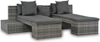 vidaXL Vidaxl - Salon de jardin 4 pcs avec coussins R&eacute;sine tress&eacute;e Gris