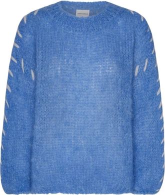 Americandreams Americandreams, Femme, Pulls, Bleu, Taille: 42/44 FR Catia Mohair Stitch Pullover