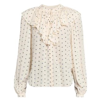 Veronica Beard Femme, Blouses et Chemises, Beige, Taille: 38 FR Gomez Blouse &agrave; Volants et Manches Longues