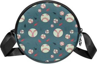 Generic Petit sac &agrave; bandouli&egrave;re Circle pour femme, sac de sport et de baseball avec fermeture &eacute;clair, bretelles r&eacute;glables, sac &agrave; main rond d&eacute;contract&eacute; pour fe