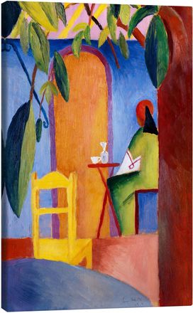 Posterlounge T&uuml;rkisches Caf&eacute; Leinwandbild von August Macke 20 x 30 cm Blau Wandbilder Wanddeko