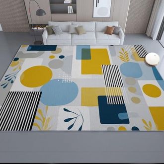 Generic Paillasson Antid&eacute;rapant Gris-Bleu 140 x 200 cm, Tapis de Sol dint&eacute;rieur Lavable pour entr&eacute;e Cuisine Chambre &agrave; Coucher paillasson d&eacute;coratif, imprim&eacute; Ar