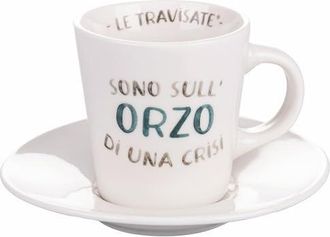 Villa D'Este Home Tivoli Le Travisate Espressotasse 90 ml mit Untertasse aus Porzellan New Bone China