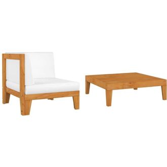 vidaXL 2-tlg. Garten-Lounge-Set mit Auflagen Massivholz Akazie - Vidaxl