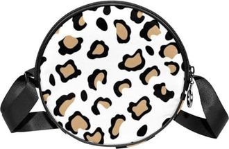 Generic Circle Sac &agrave; bandouli&egrave;re pour femme, imprim&eacute; l&eacute;opard, petit sac &agrave; dos &agrave; bandouli&egrave;re avec fermeture &eacute;clair, bretelles r&eacute;glables, sac &agrave; main rond d&eacute;cont