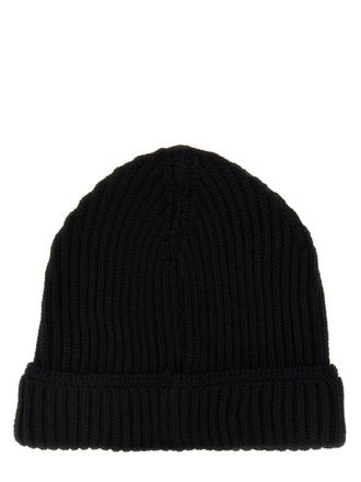 Premiata BALE23_BLACK Virgin Wool Ribbed Knit Beanie - Black