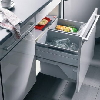 Hailo Abfallsammler 3610621 | Einbaumülleimer CS Slide 60.2/60 Euro-Cargo-S | 2x 30 Liter Auszug Abfalltrennung | Hellgrau