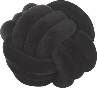 Beliani Modernes Knoten-Ball Dekokissen Samtstoff schwarz rund 30 x 30 cm Malni