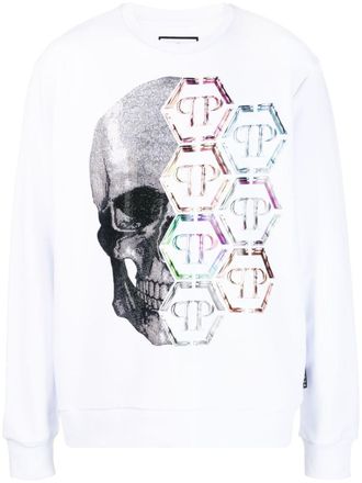 Philipp Plein sweat &agrave; imprim&eacute; t&ecirc;te de mort - Blanc