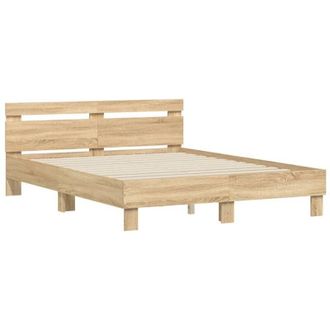 vidaXL Cadre de lit avec tête de lit et led chêne sonoma 140x200 cm