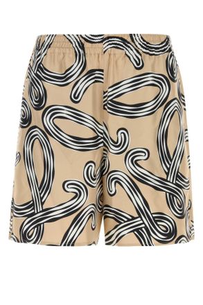 Loewe Abstract Print Silk Shorts - Beige