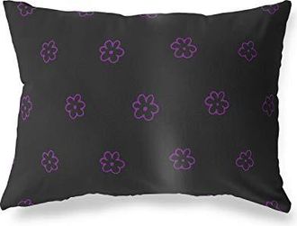 Bonamaison Le Jardin du Lin Kissen Zierkissenbezug Lila-Schwarz Kissenbezug, Weich Bequem, Für Zuhause Autos Büro Sofa Wohnzimmer Couch Schlafzimmer Dekor, 35x50