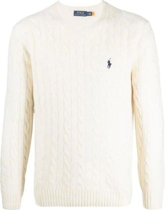 Polo Ralph Lauren Homme, Pulls, Beige, Taille: M Pull en Maille Câblée Laine et Cachemire