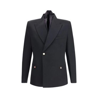 Casablanca Homme, Vestes, Noir, Taille: M Blazer à double boutonnage avec revers en pointe